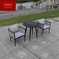 China Outdoor Patio Rope Woven Furniture Aluminum Frame Hotel Dining Set for Outdoor Dining for sale