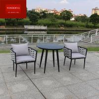 China Outdoor Patio Rope Woven Furniture Aluminum Frame Hotel Dining Set for Outdoor Dining for sale