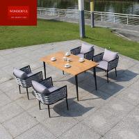 China Outdoor Patio Rope Woven Furniture Aluminum Frame Hotel Dining Set for Outdoor Dining for sale