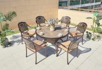China Balcony Bistro Furniture Wood Pattern BBQ Set Cast Aluminum Dining Set for Patio Dining for sale