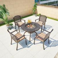 China Garden Furniture Modern Design Cast Aluminum Dining Set with Outdoor Round Table for sale
