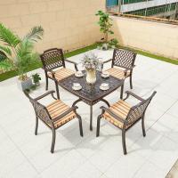 China Garden Furniture Modern Design Cast Aluminum Dining Set with Outdoor Round Table for sale