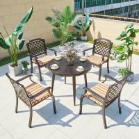 China Garden Furniture Modern Design Cast Aluminum Dining Set with Outdoor Round Table for sale