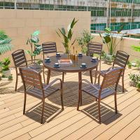 China Aluminum Frame Balcony BBQ Long Table and Stackable Chairs for Outdoor Entertaining for sale