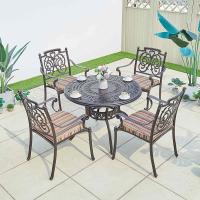 China NO Folded Cast Aluminum Bistro BBQ Dining Table and Chair Set with Round Coffee Table for sale