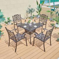 China NO Folded Cast Aluminum Bistro BBQ Dining Table and Chair Set with Round Coffee Table for sale