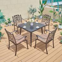 China NO Folded Cast Aluminum Bistro BBQ Dining Table and Chair Set with Round Coffee Table for sale