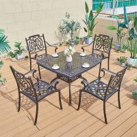 China NO Folded Cast Aluminum Bistro BBQ Dining Table and Chair Set with Round Coffee Table for sale
