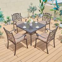 China NO Folded Cast Aluminum Bistro BBQ Dining Table and Chair Set with Round Coffee Table for sale