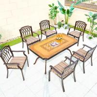 China Water Proof Dining Set for Outdoor Popular Patio Cast Aluminum Chairs and Table for sale