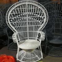 China Contemporary White Color Princess Peacock Chairs Made of Natural Color Rattan Wicker for sale