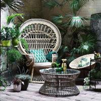 China Contemporary White Color Princess Peacock Chairs Made of Natural Color Rattan Wicker for sale