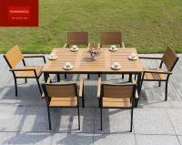 China Outdoor Garden Wood Furniture Dining Set with Aluminum Plastic Chairs and Tea Table for sale