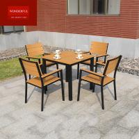China Outdoor Garden Wood Furniture Dining Set with Aluminum Plastic Chairs and Tea Table for sale