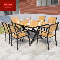 China Outdoor Garden Wood Furniture Dining Set with Aluminum Plastic Chairs and Tea Table for sale