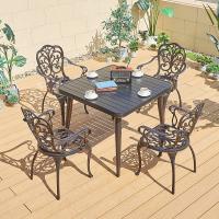 China Outdoor Garden Cast Aluminum Patio Dining Set with Table and Chair in Mail Packing for sale
