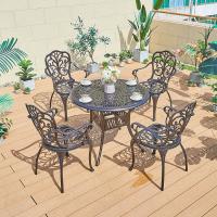 China Outdoor Garden Cast Aluminum Patio Dining Set with Table and Chair in Mail Packing for sale