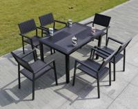 China Garden Patio Dining Table Sets Plastic Wood Furniture Outdoor Chairs And Square Table 6 Seats for sale