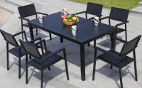 China Garden Patio Dining Table Sets Plastic Wood Furniture Outdoor Chairs And Square Table 6 Seats for sale