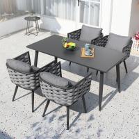 China Best Hotel Dining Set Aluminum Frame with Powder Coated Finish and NO Folded Garden Set for sale