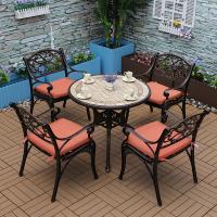 China Round Side Table Coffee Table Set for Outdoor Garden Patio Balcony Cast Aluminum Frame for sale
