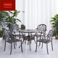 China Outdoor Garden Furniture Metal Cast Aluminum Dining Set for Backyard Entertaining for sale