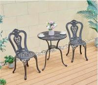 China Design Bistro Outdoor Cast Aluminum Dining Sets Garden Chair and Round Side Table for sale