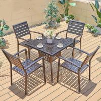 China Aluminum Frame Round Table and Chairs Set for Newest Design Swimming Pool Coffee Table for sale