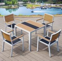 China Office Building Outdoor Furniture Round Wood Dining Table with Aluminum Frame Chairs for sale