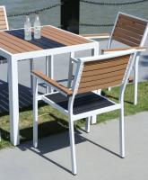 China Office Building Outdoor Furniture Round Wood Dining Table with Aluminum Frame Chairs for sale