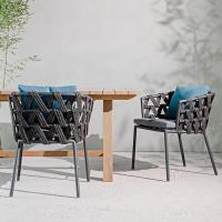 China Outdoor Furniture Dining Room Set with Aluminum Frame Teak Wooden Dining Table and Chairs for sale