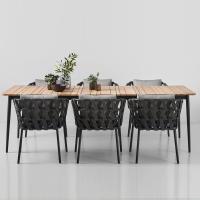 China Outdoor Furniture Dining Room Set with Aluminum Frame Teak Wooden Dining Table and Chairs for sale