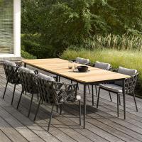 China Outdoor Furniture Dining Room Set with Aluminum Frame Teak Wooden Dining Table and Chairs for sale