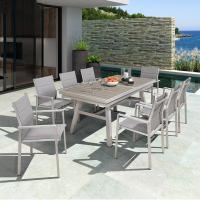 China 10 Seater Garden Dining Set WPC Table and Brushed Aluminum Chairs for Outdoor Furniture for sale
