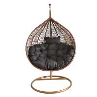 China 194.5X109X94.5cm Outdoor Double Seat Garden Furniture Rattan Patio Swings Hanging Egg Chair with Stand Plastic for sale