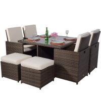 China Traditional Design Style Outdoor Furniture High Back Chairs Square 8 Chairs Dining Table for sale
