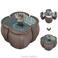 China Pe Rattan and Metal Frame Dining Chair Set for Outdoor Dining Table in Mail Packing for sale