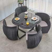 China Pe Rattan and Metal Frame Dining Chair Set for Outdoor Dining Table in Mail Packing for sale