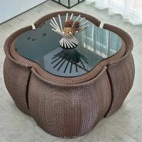 China Pe Rattan and Metal Frame Dining Chair Set for Outdoor Dining Table in Mail Packing for sale