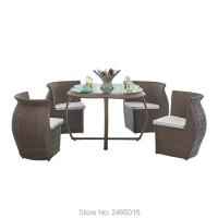 China Pe Rattan and Metal Frame Dining Chair Set for Outdoor Dining Table in Mail Packing for sale