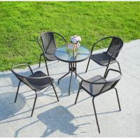 China Outdoor Armchair Plastic Material Rattan Armchair Garden Patio Chair Set for Outdoor for sale