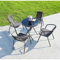 China Outdoor Armchair Plastic Material Rattan Armchair Garden Patio Chair Set for Outdoor for sale