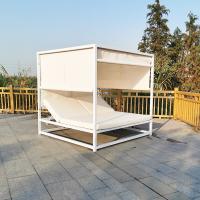 China Modern Hotel Pool Beach Furniture Aluminum Square Outdoor Double Cabana Daybed with Curtains for sale