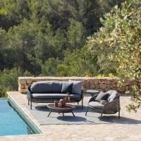 China Outdoor Furniture Living Room Durable Wicker Teak Rope Couch with Waterproof Material for sale