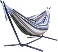 China Enjoy the Outdoors in Style with this Modern Double Hammock and Steel Stand Set for sale