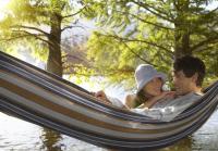 China Enjoy the Outdoors in Style with this Modern Double Hammock and Steel Stand Set for sale