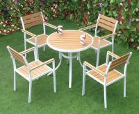 China Outdoor Furniture Garden Plastic Wood Folding Dining Sets Table and Chairs for Balcony for sale