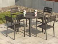 China Outdoor Furniture Garden Plastic Wood Folding Dining Sets Table and Chairs for Balcony for sale