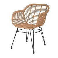 China Modern Design Style Outdoor Furniture Metal PE Rattan Dining Chair with Cushion for sale