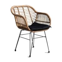 China Modern Design Style Outdoor Furniture Metal PE Rattan Dining Chair with Cushion for sale